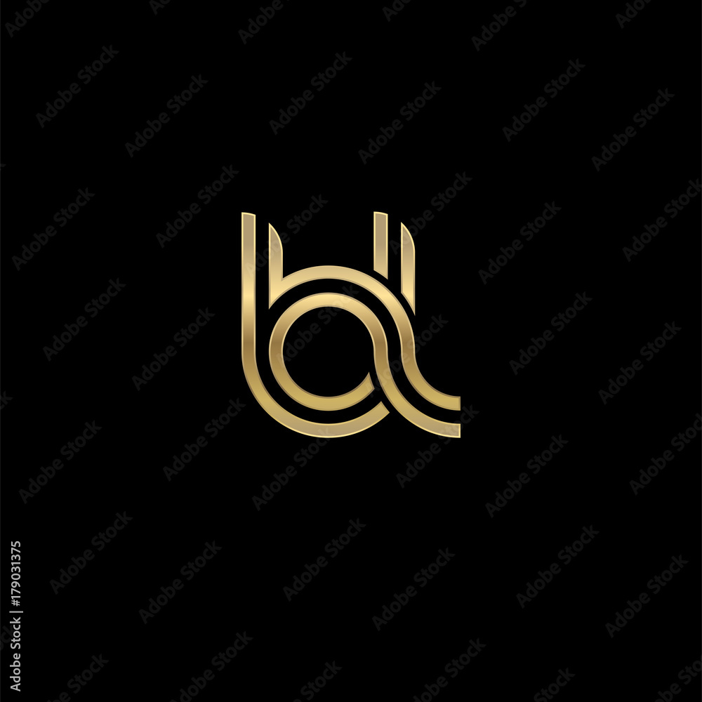Initial lowercase letter bl, linked outline rounded logo, elegant ...