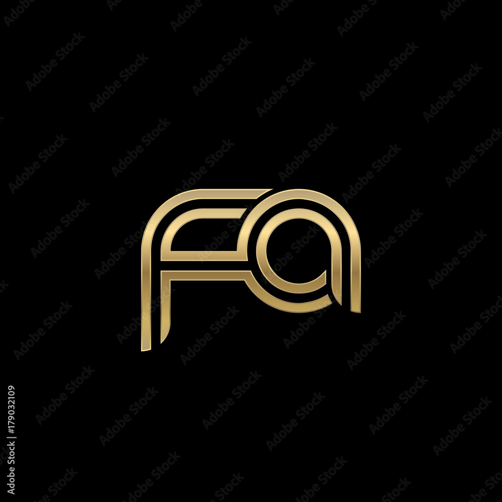 Initial lowercase letter fa, linked outline rounded logo, elegant ...