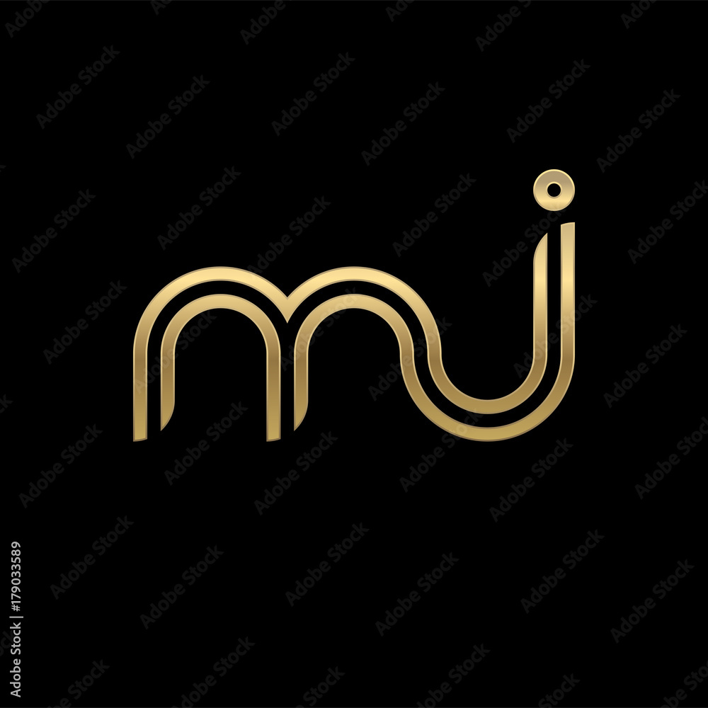 Initial lowercase letter mj, linked outline rounded logo, elegant ...