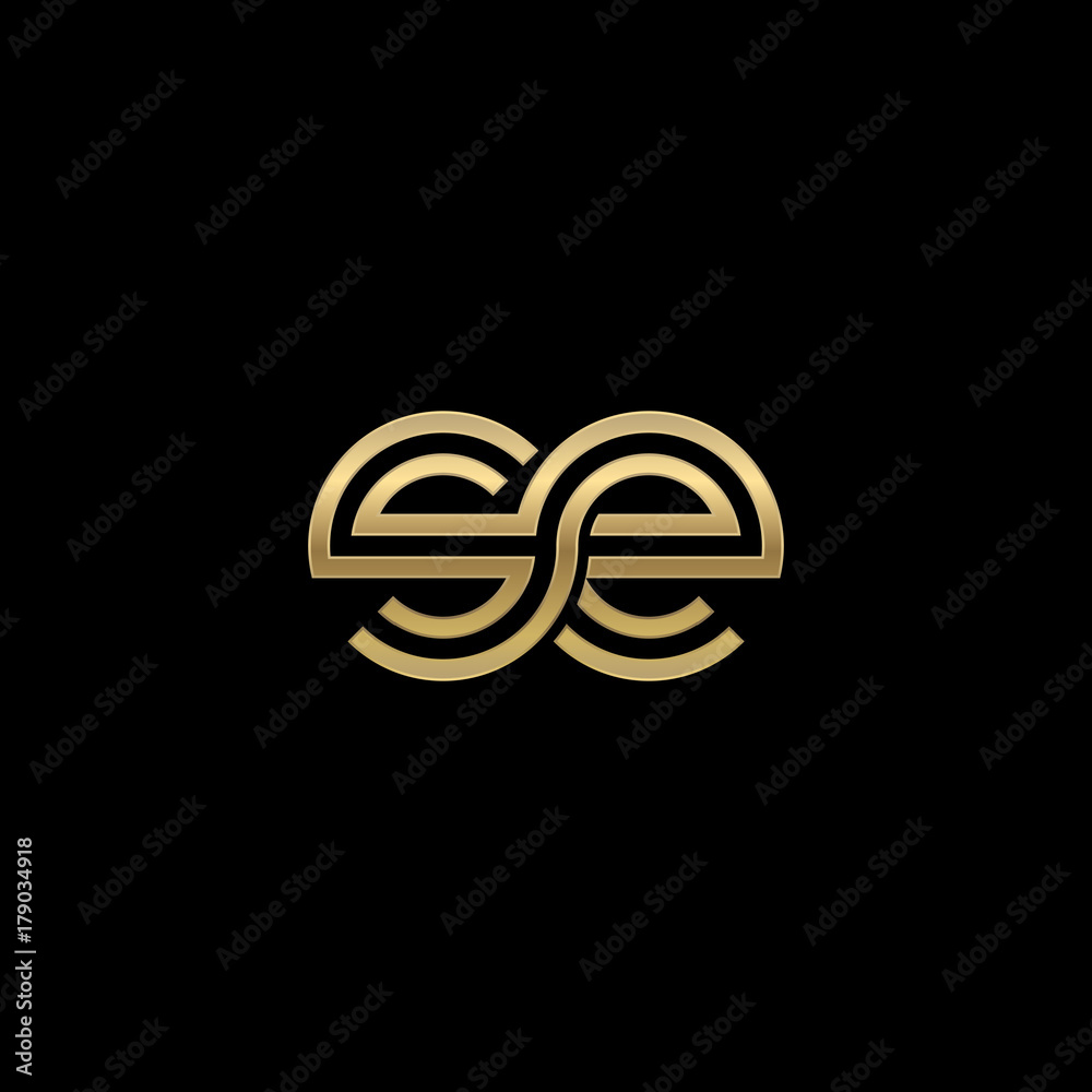 Initial lowercase letter se, linked outline rounded logo, elegant ...