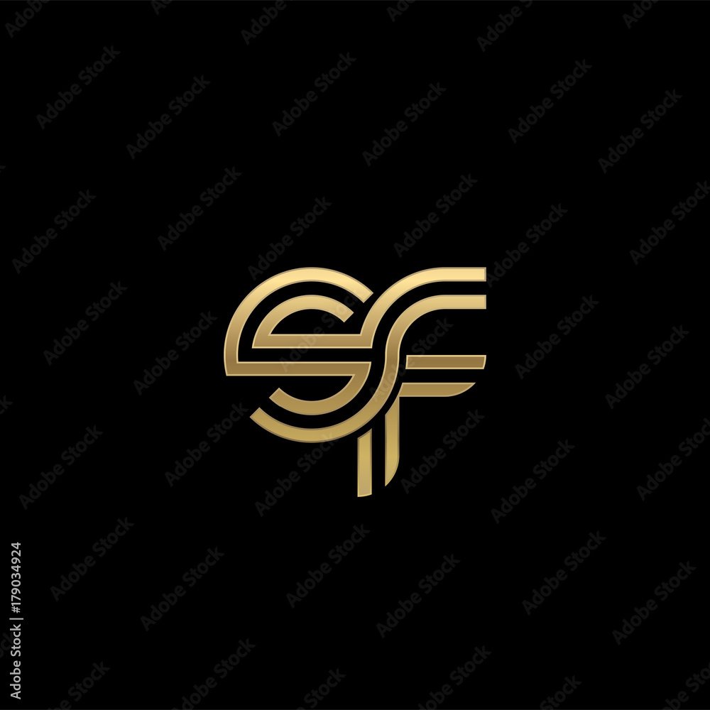 Initial lowercase letter sf, linked outline rounded logo, elegant ...