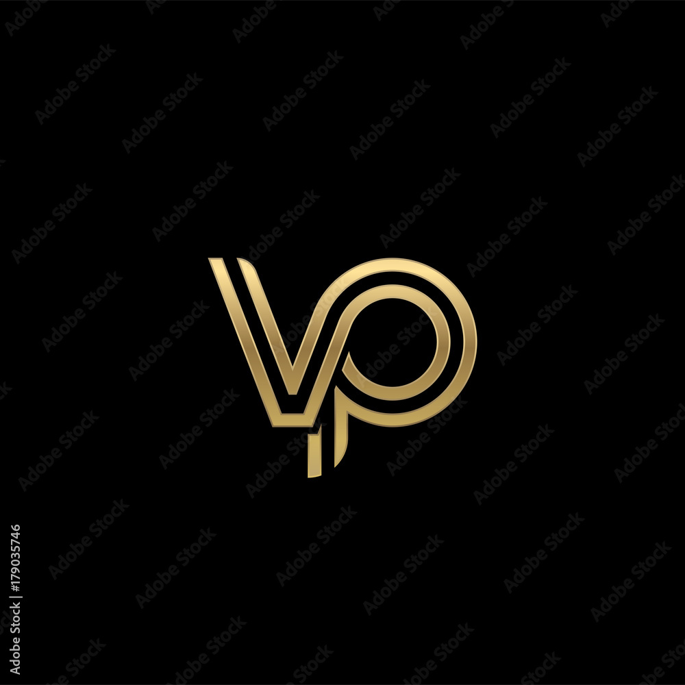 Initial lowercase letter vp, linked outline rounded logo, elegant ...