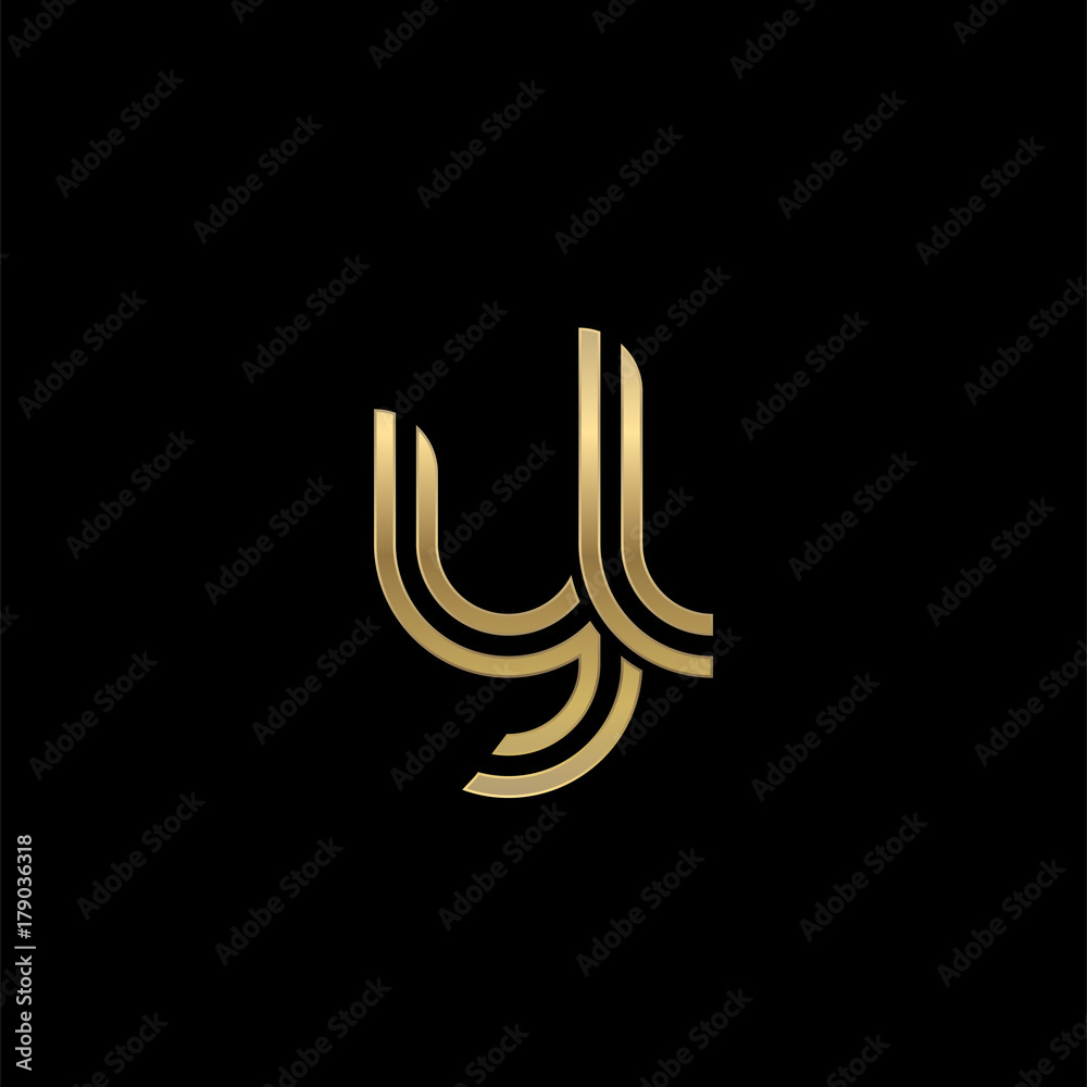 Initial lowercase letter yl, linked outline rounded logo, elegant ...