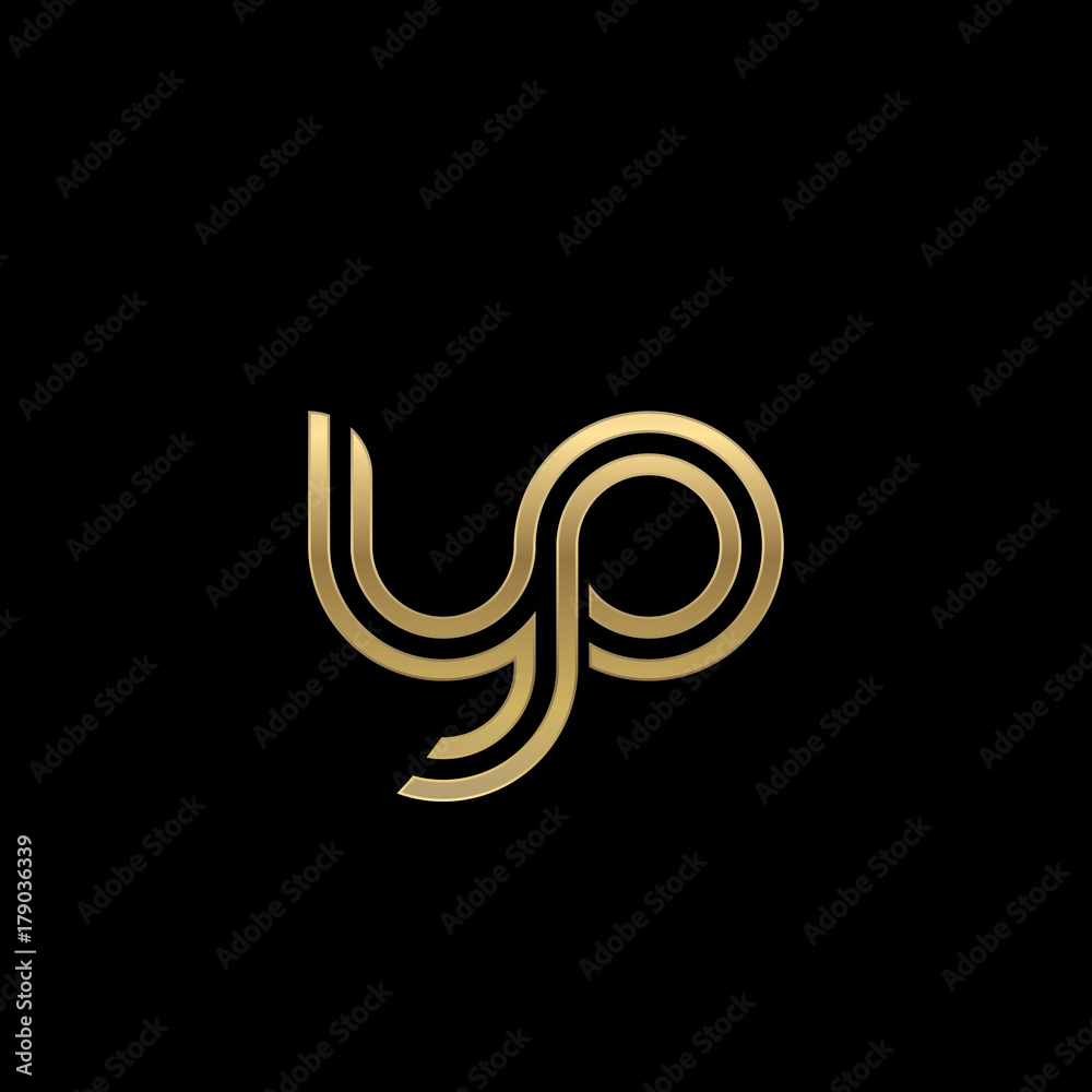 Initial lowercase letter yo, linked outline rounded logo, elegant ...