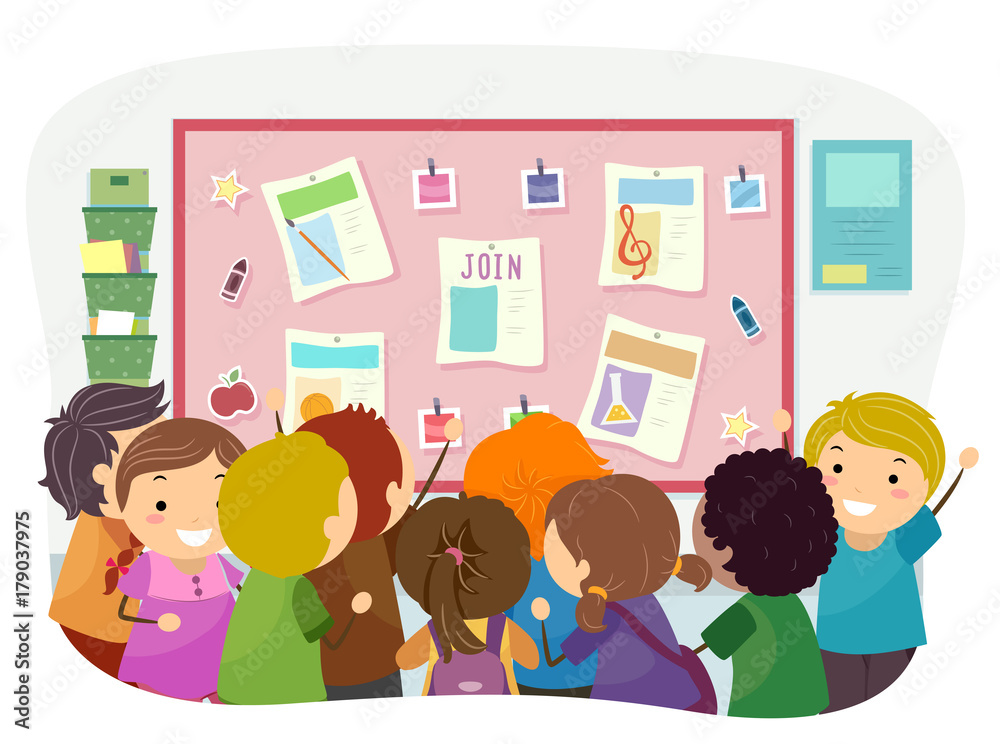Stickman Kids Bulletin Join Club Illustration Stock Vector | Adobe Stock