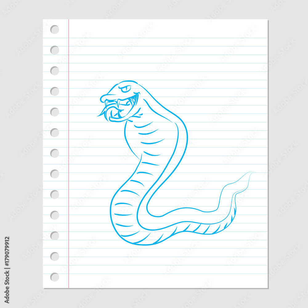 Illustration of Snake Cartoon on paper sheet -Vector illustration Stock ...