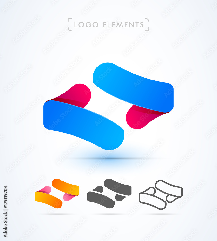 Vector abstract romb logo elements collection. Material design, flat ...