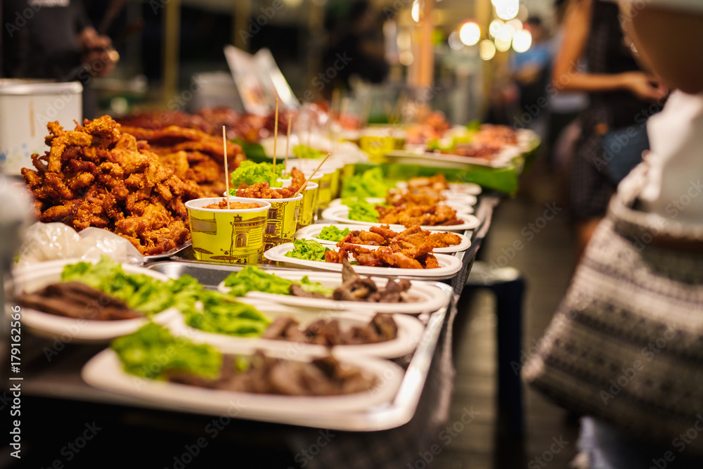 Fried Chicken Stall In Thai Market Stock Photo | Adobe Stock