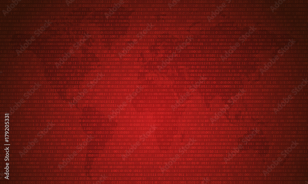 Binary code with two binary digits, 0 and 1 on red map background ...