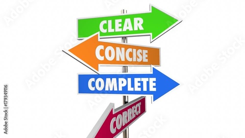 Clear Concise Complete Correct Communication 4 Arrow Signs 3d Animation ... Clear Concise Complete Correct Communication 4 Arrow Signs 3d Animation ...