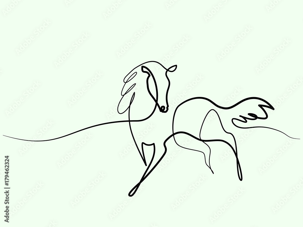 Continuous one line drawing. Horse logo. Vector illustration. Concept ...