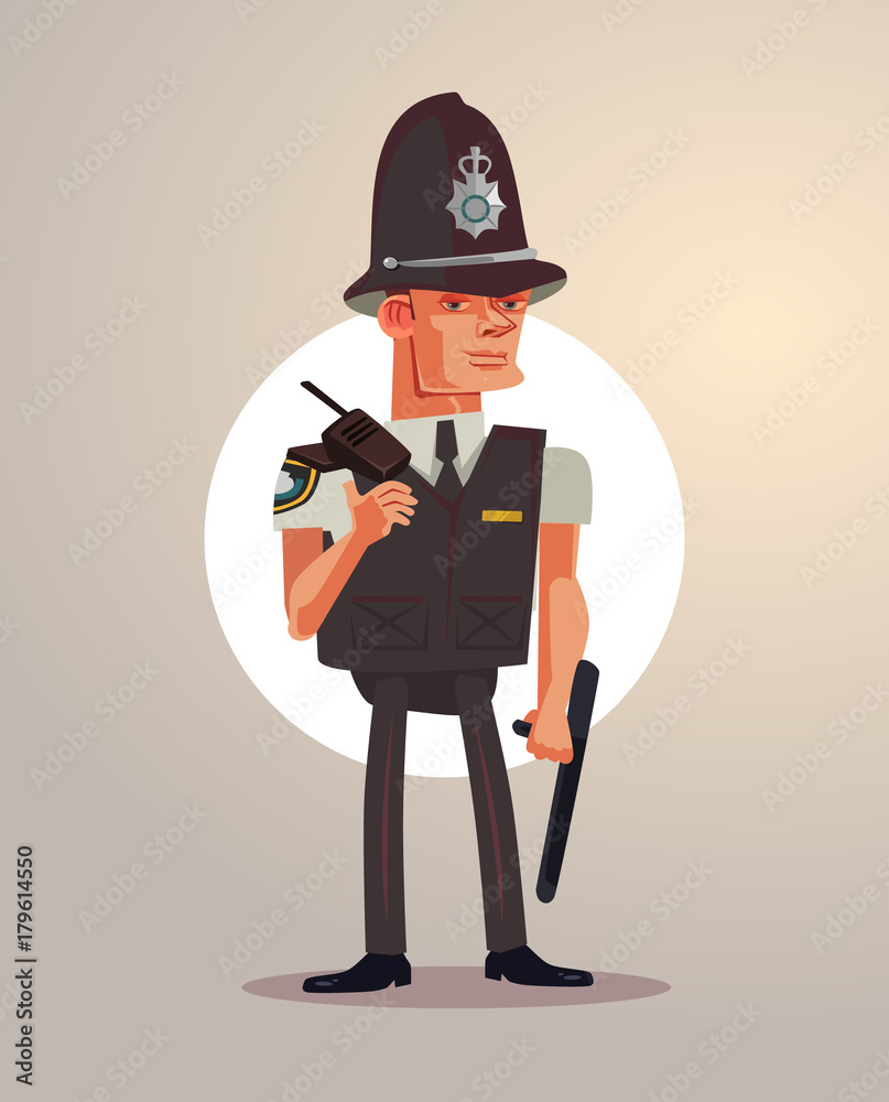 British London policeman character. Vector flat cartoon illustration ...