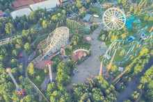 Aerial View Of Roller Coasters Free Stock Photo - Public Domain Pictures