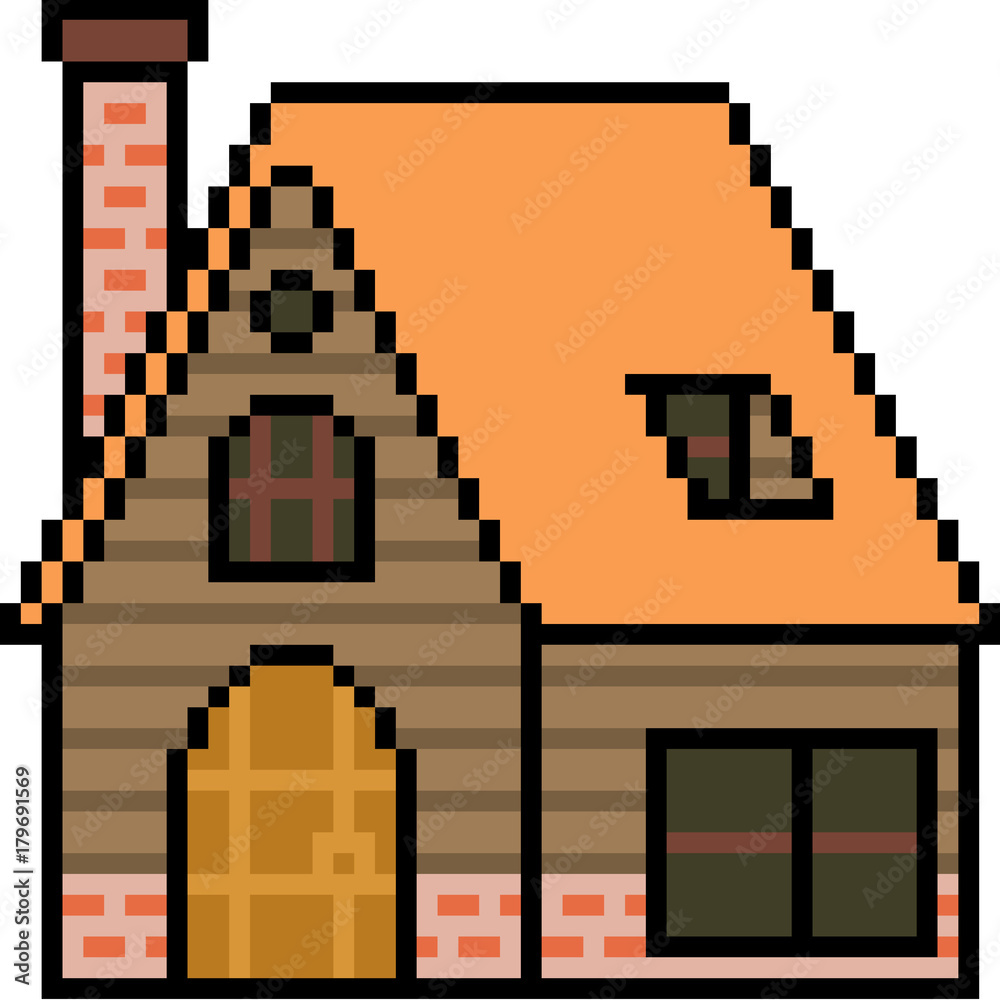vector pixel art wood house Stock Vector | Adobe Stock