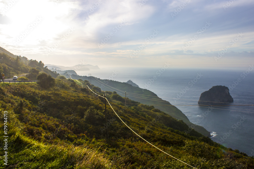 Sunset at San Juan de Gaztelugatxe, a famous peninsula in the coast of ...