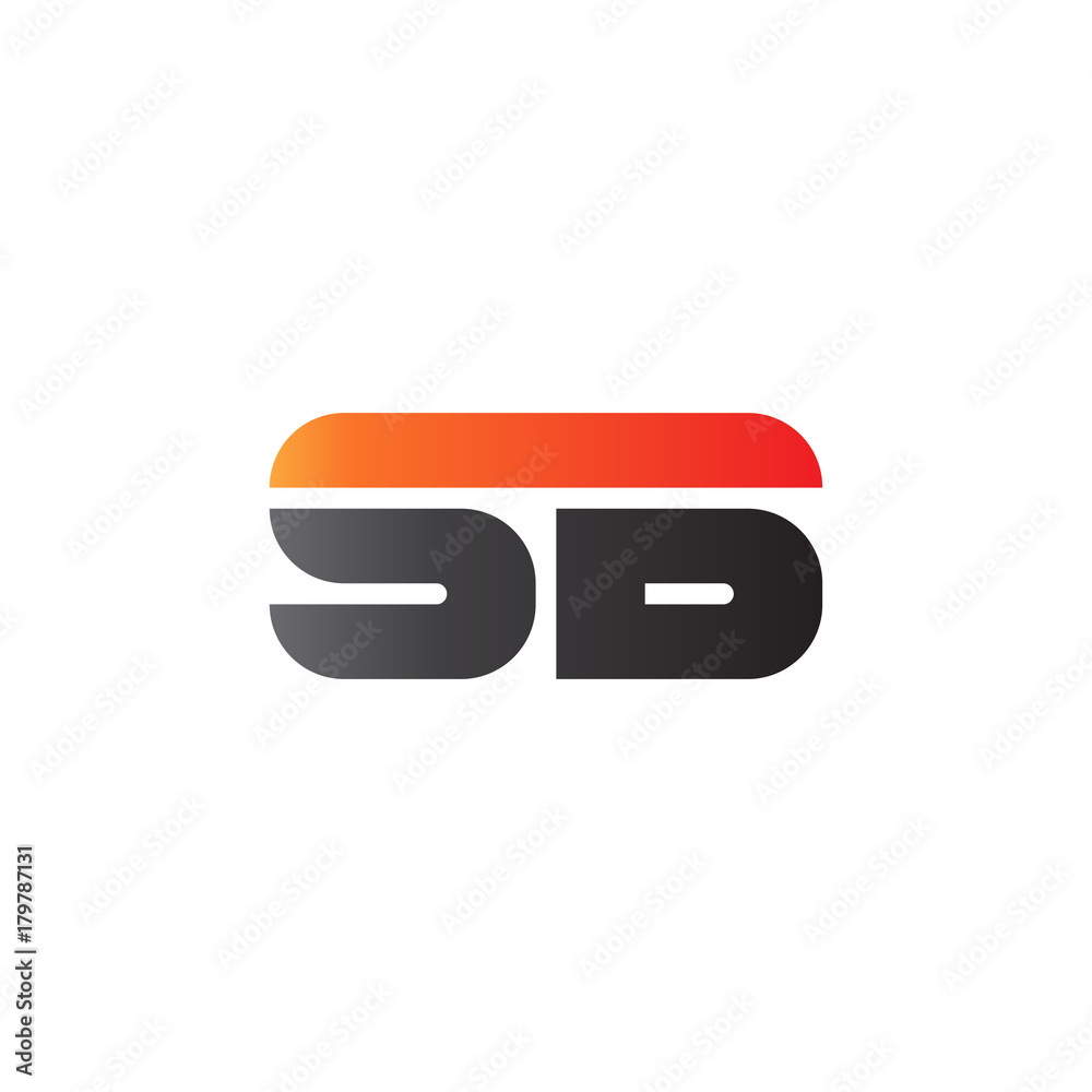Initial letter SB, straight linked line bold logo, gradient fire red ...