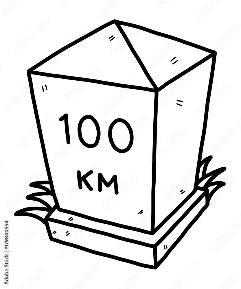 milestone / cartoon vector and illustration, black and white, hand ...