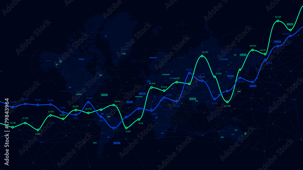 Digital analytics data visualization, financial schedule, vector ...