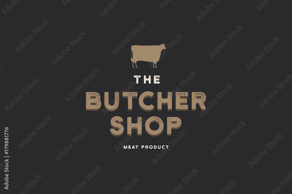 Butcher shop logo. Butchery label with sample text. Scheme and ...