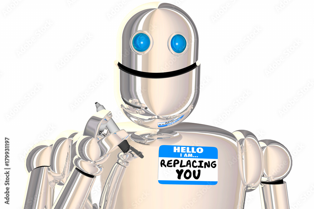 Replacement Worker Robot Name Tag Displaced Employee 3d Illustration ...