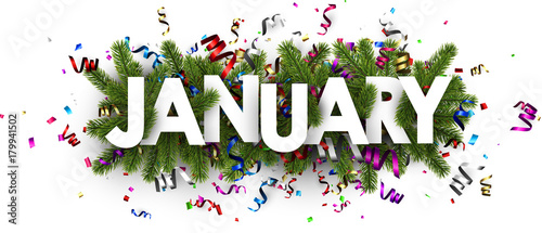 Festive january banner with colorful serpentine. Stock Vector | Adobe Stock