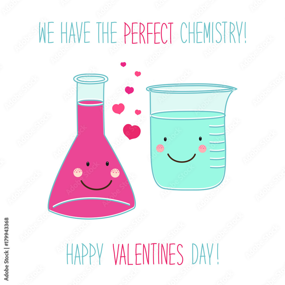 Cute unusual Valentines Day card with funny hand drawn cartoon ...