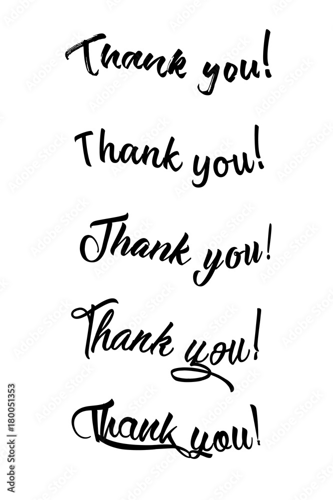 Thank You calligraphy. Handwritten ink lettering. Brush painted letters ...