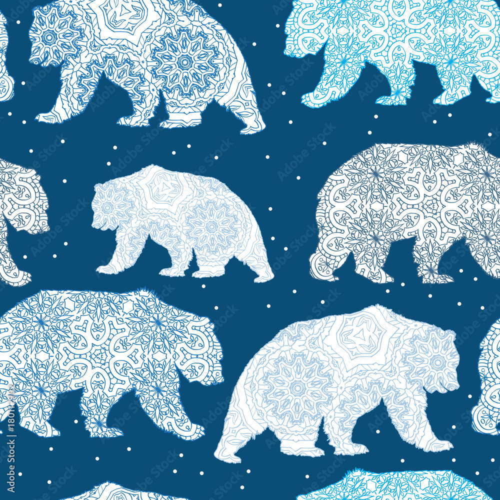 Seamless Christmas decorative pattern with polar bear Stock Vector ...