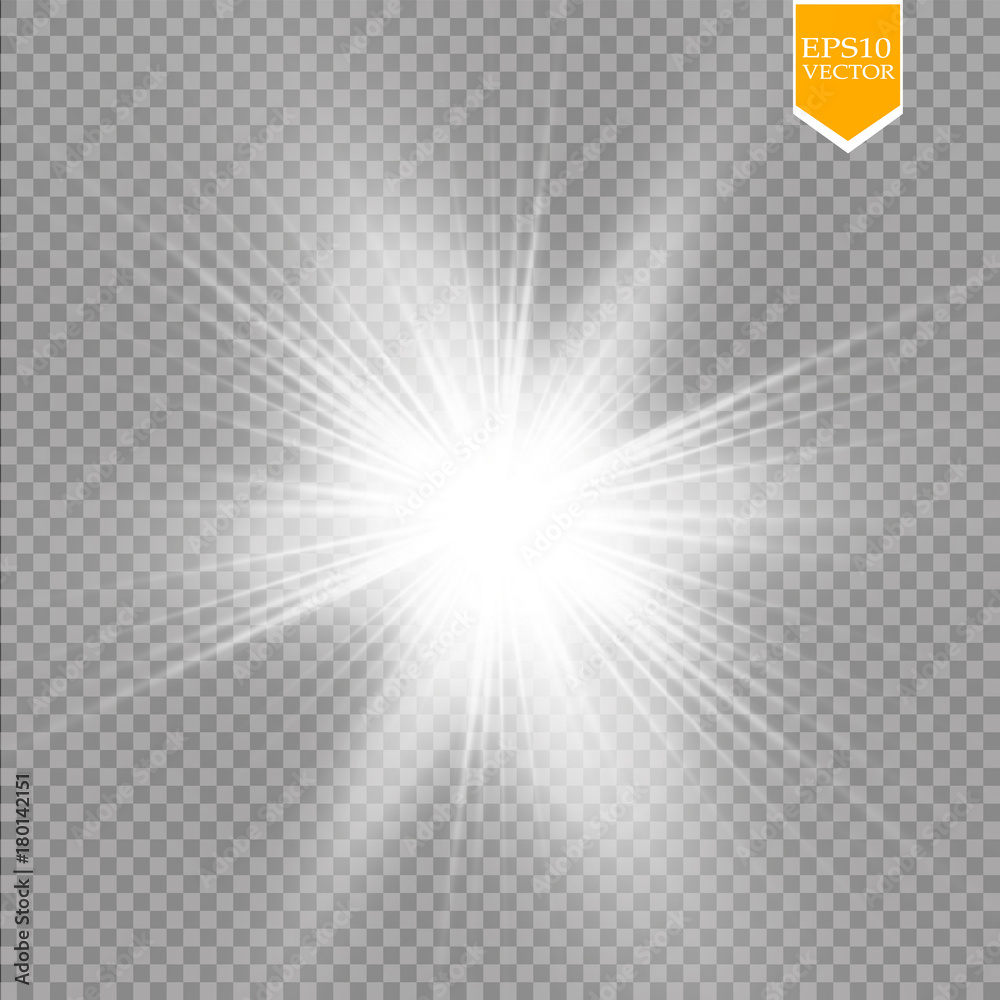 Glow light effect. Starburst with sparkles on transparent background ...