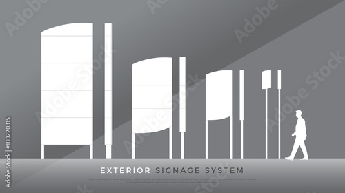 exterior signage. highway, tower, pylon signage system design template ...