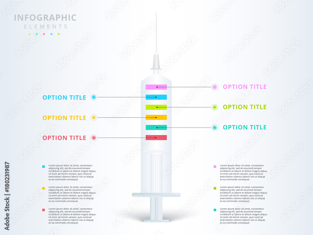 Vektor Medical syringe step business chart infographics. Vaccine or ...