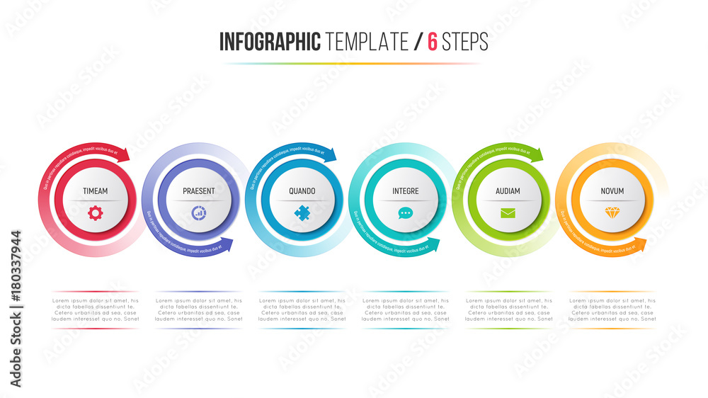 Six steps infographic process chart with circular arrows. Stock Vector ...