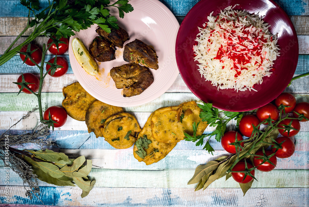Tasty Indian food mix pakora Stock Photo | Adobe Stock