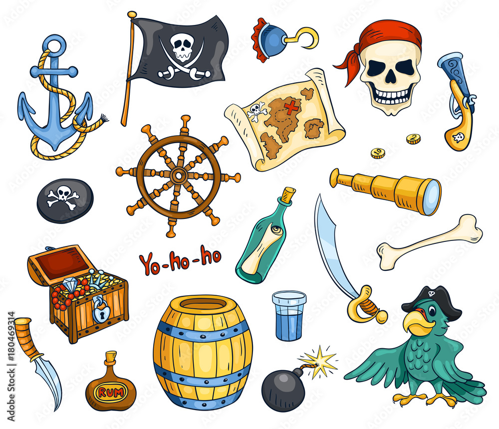 Pirate cartoon vector set Stock Vector | Adobe Stock