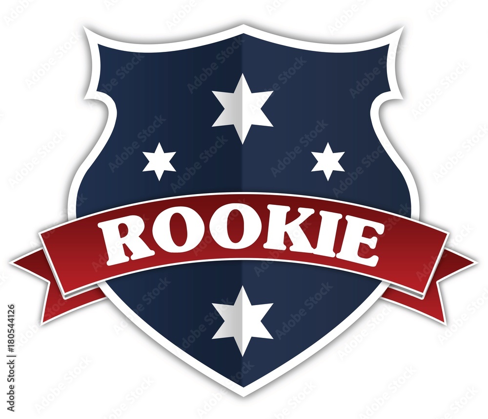 Blue shield and red ribbon with ROOKIE text. Stock Illustration | Adobe ...