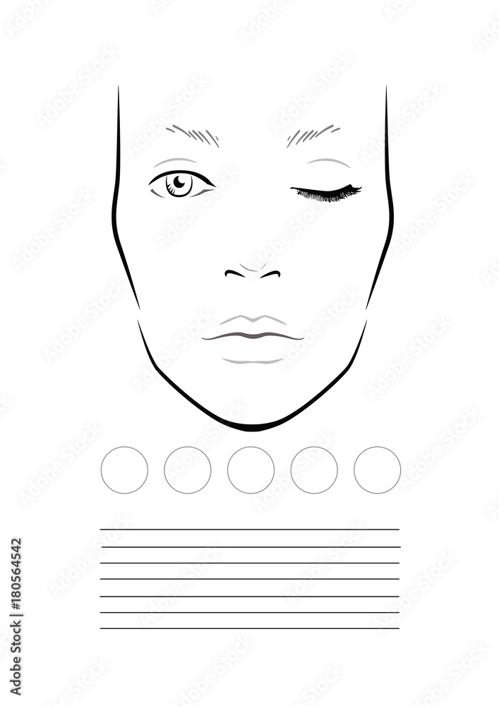 Face chart Makeup Artist Blank. Template. Stock Illustration | Adobe Stock