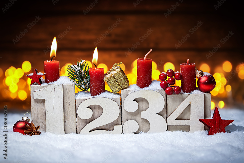 Zweiter Advent Kerzen mit Zahlen dekoriert weihnachten Aventszeit ...