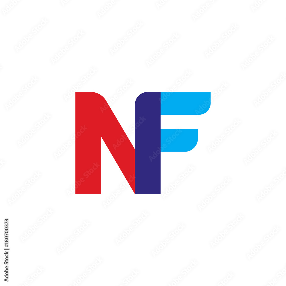 Initial letter NF, overlapping transparent uppercase logo, modern red ...