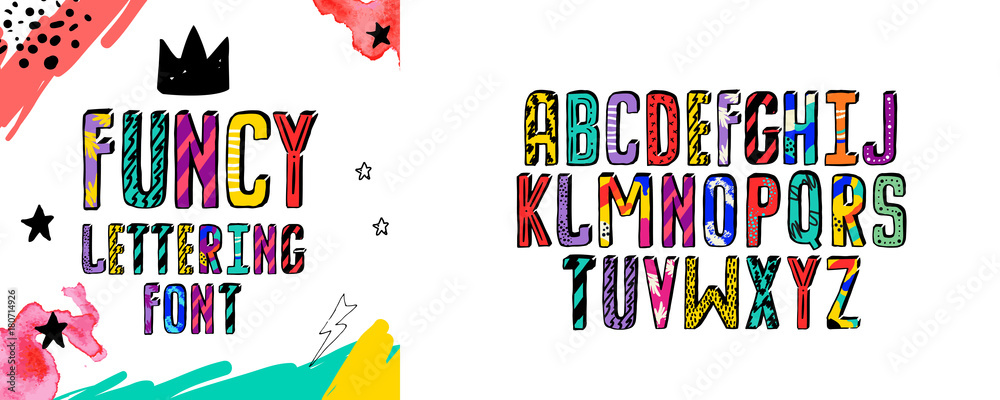 Modern fancy alphabet. Handwritten font letters. Hand lettering font ...