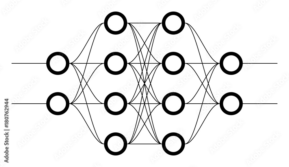 Vetor Neural net. Neuron network. Deep learning. Cognitive technology concept. Vector ...