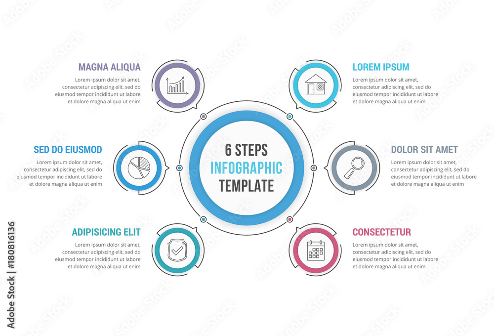 6 Steps Infographics Stock Vector | Adobe Stock