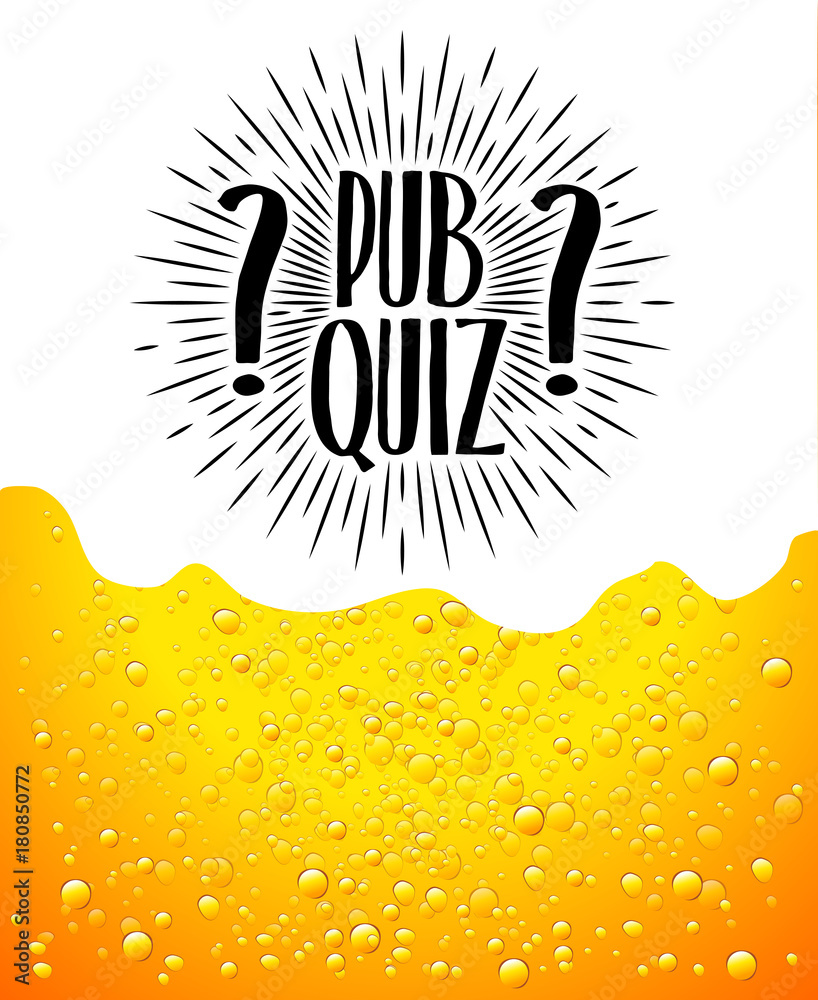 Pub quiz. Beer background. Quiz night announcement poster design web ...