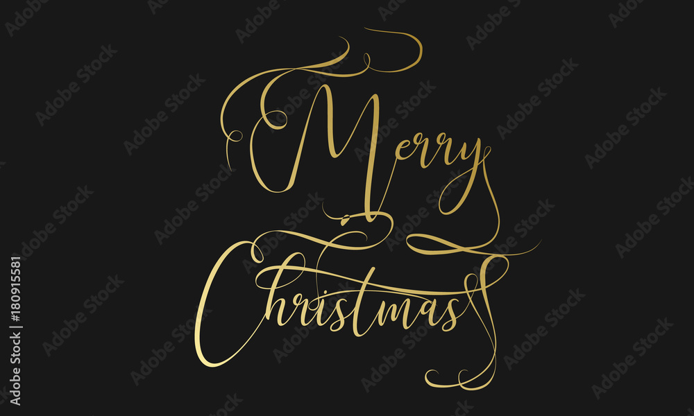 Merry Christmas hand lettering in gold isolated on white. Vector image ...