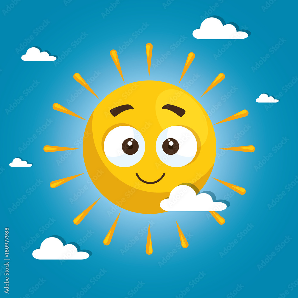 summer sun face cartoon Stock Vector | Adobe Stock