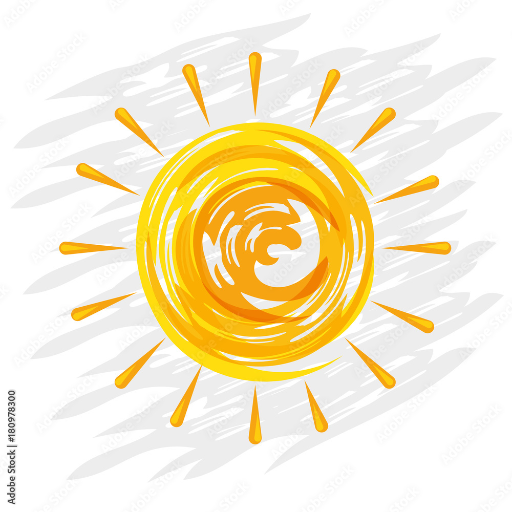 shinny doodle sun hand drawn cartoon Stock Vector | Adobe Stock