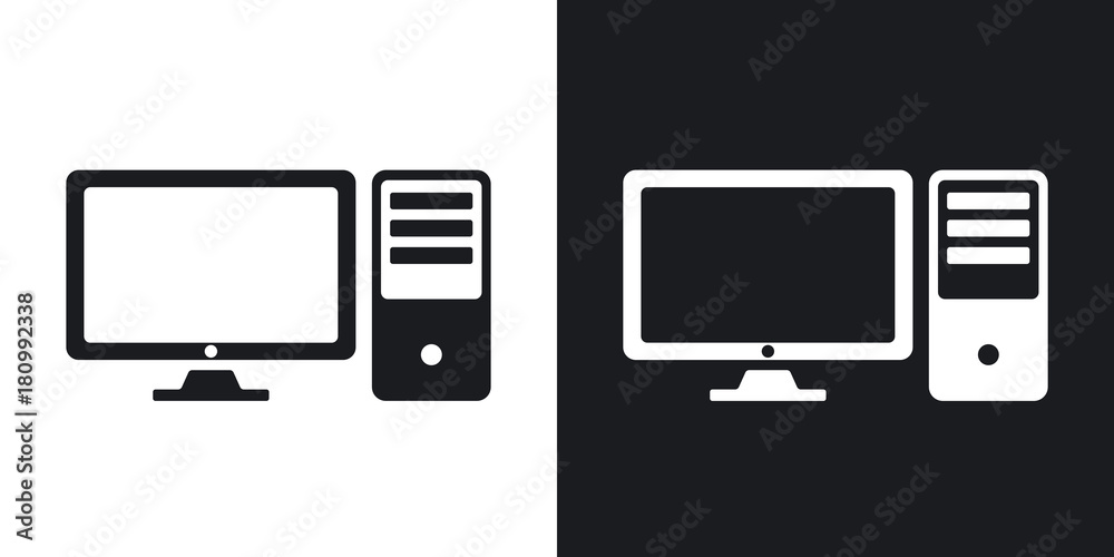 Stock-Vektorgrafik „Vector desktop computer icon. Two-tone version on ...