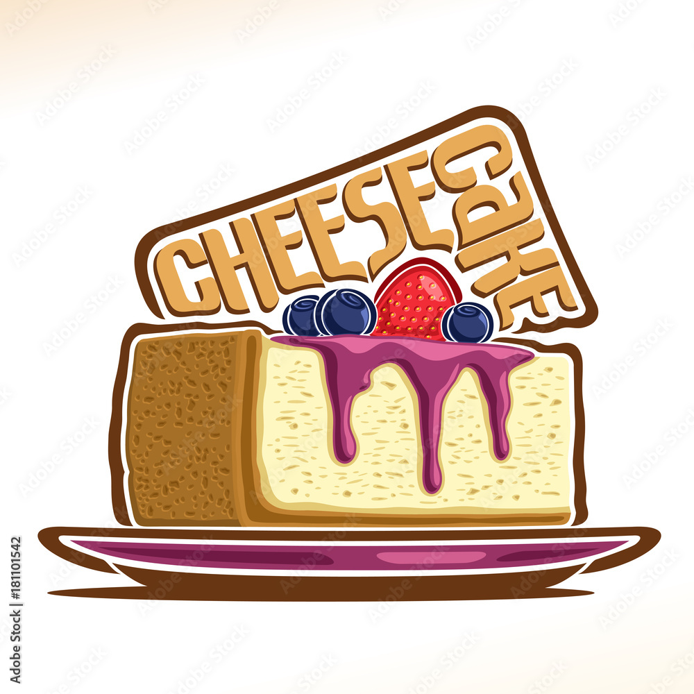 Vector logo for Cheesecake, illustration of italian confectionery for ...