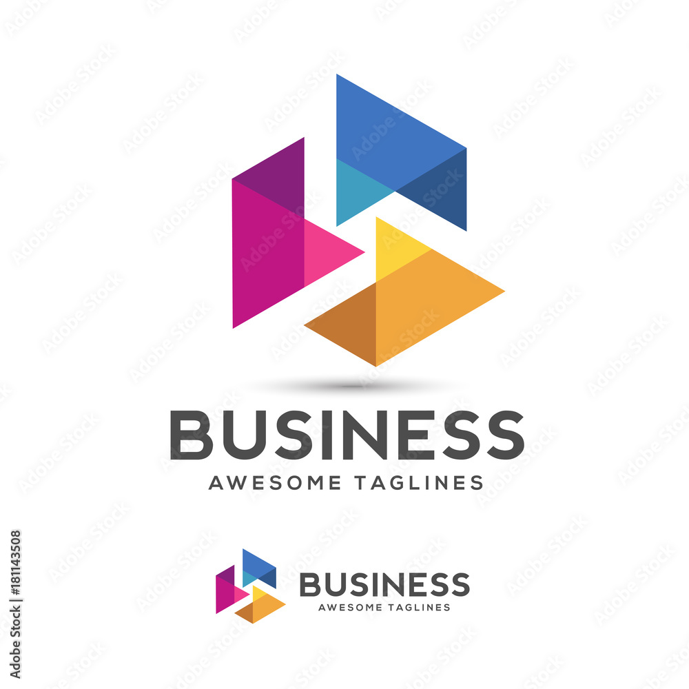 curved shapes abstract triangle color logo ,vector logo template for ...