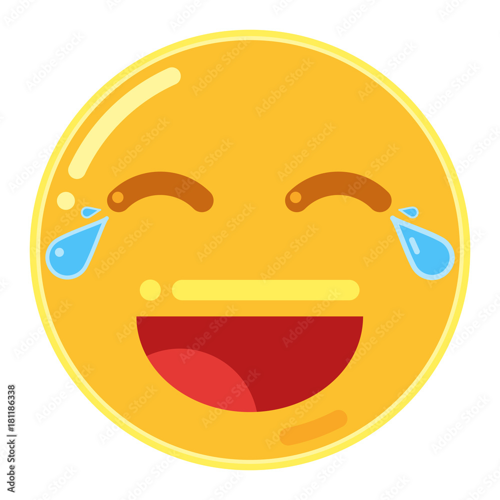 Face With Tears of Joy Emoticon, Joyful Emoticon, Flat 3D Emoticon ...