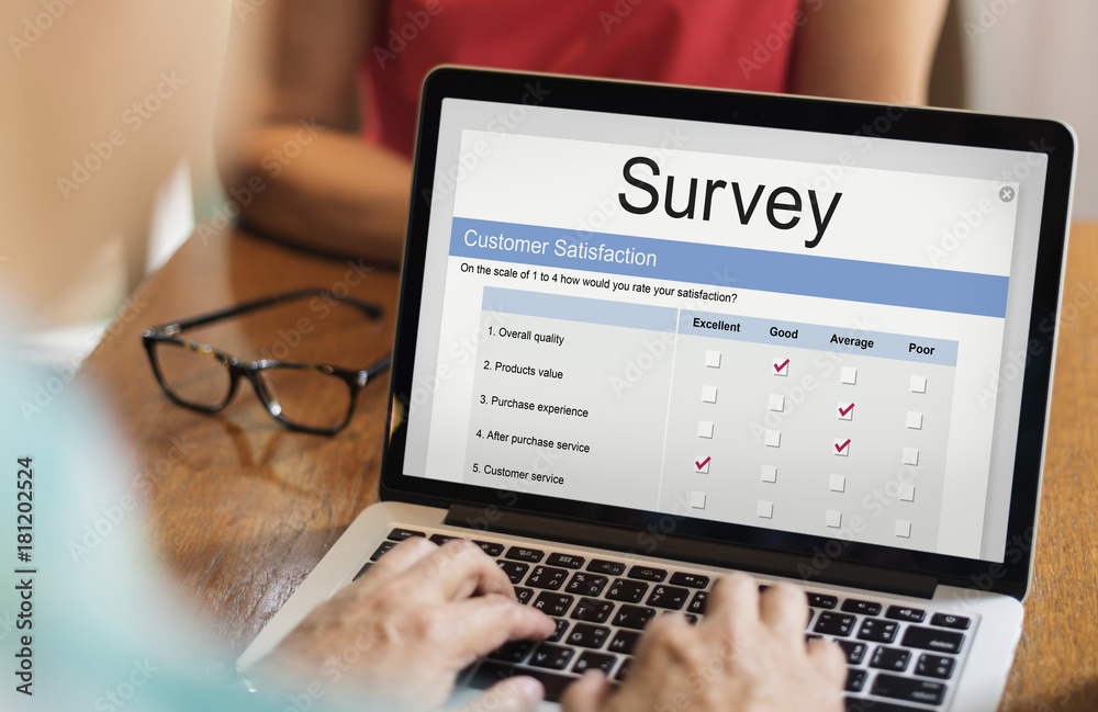 Customer satisfaction online survey form Stock Photo | Adobe Stock